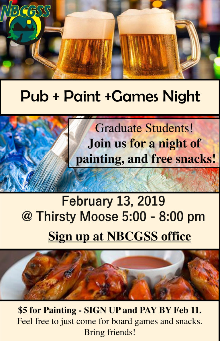 NBCGSS Pub + Paint + Games Night! – Northern BC Graduate Students' Society